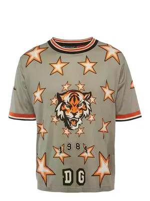 Dolce & Gabbana Tiger-print Star-motif T-shirt - Grey
