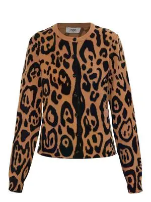 Fendi Animal Print Cardigan - Brown