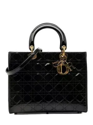 Dior Christian Dior Patent Cannage Lady Dior Satchel Black