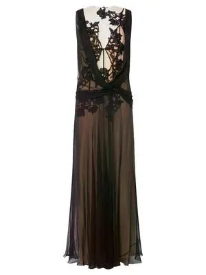 Alberta Ferretti Sleeveless Silk Maxi Dress - Black