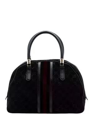 Gucci Gg Suede Web Dome Handbag - Black