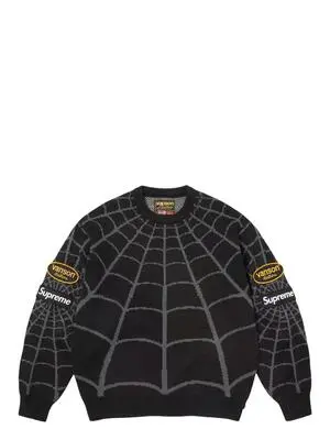 Supreme X Vanson Leathers X Marvel Spider-man Intarsia-knit Sweater - Black