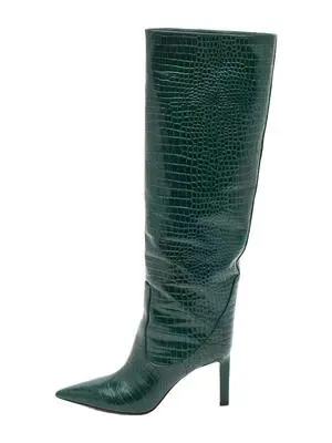 JIMMY CHOO Mavis Croc-embossed Leather Boots - Green