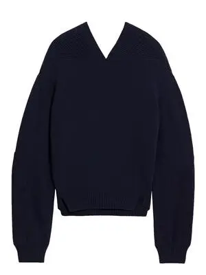Victoria Beckham Wool And Cashmere-blend Sweater - Navy