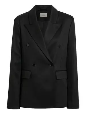 Loulou De Saison Double-breasted Wool-blend Twill Blazer - Black