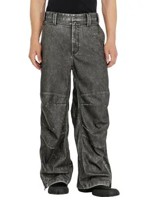 DIESEL® Diesel Distressed-Effect Bonded Material Trousers Grey
