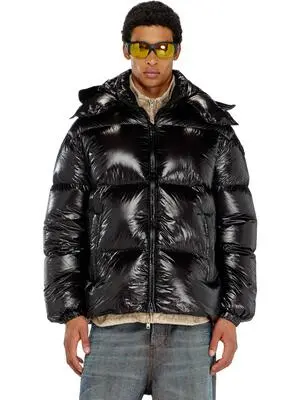 DIESEL® Down Puffer Jacket With Detachable Hood - Black