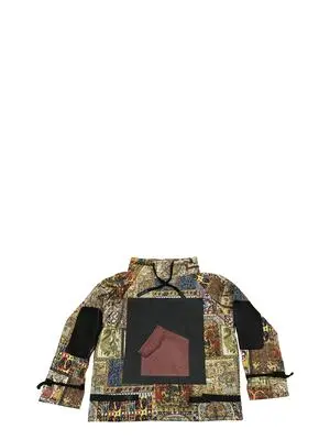 ZASTASTUDIO Multicolor Artwork Cotton & Leather Hybrid Sweatshirt - Black