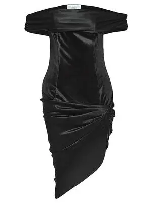 MAISON SEL Off-shoulder Velvet Mini Dress - Black