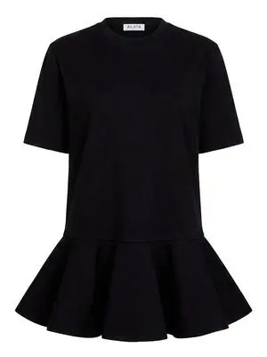 Alaïa Cotton Jersey T-shirt With Peplum Detail - Multicolor