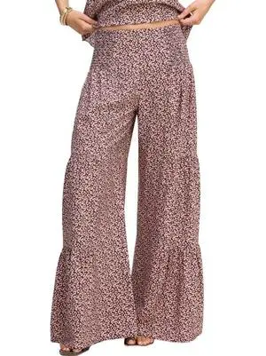 Sam Edelman Sam Edelman Ruffled Hammered Satin Pants Brushed Leopard