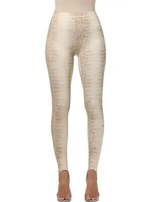 Naked Wardrobe Print Stirrup Leggings - Bone Crocodile