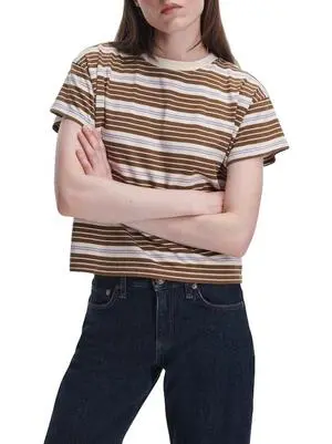 Rag & Bone Kelly Stripe Boxy T-shirt - Brown Multi
