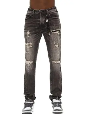 CULT OF INDIVIDUALITY Rocker Ripped Slim Fit Straight Leg Jeans - Dodge
