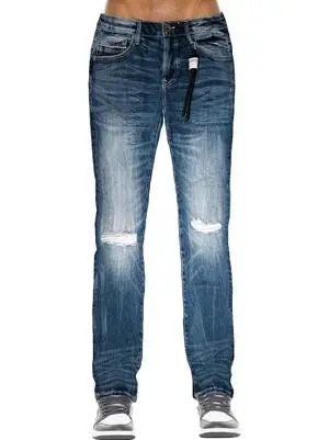CULT OF INDIVIDUALITY Rebel Distressed Straight Leg Jeans - Tiger