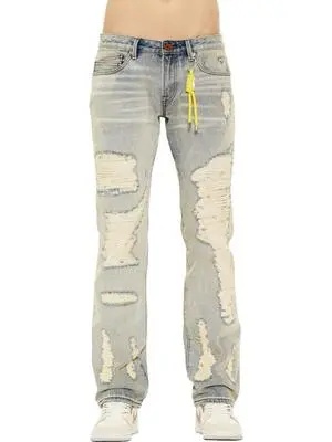 CULT OF INDIVIDUALITY Rebel Ripped Straight Leg Jeans - Iris