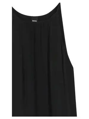 BOSS Pleated Halterneck Maxi Dress - Black