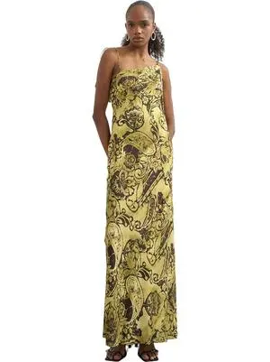Topshop Paisley Satin Maxi Dress - Yellow