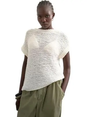 Topshop Open Stitch Knit Asymmetric Top - Ivory