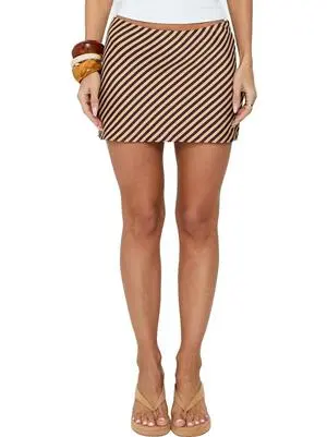 PRINCESS POLLY Diagonal Stripe Mini Skirt