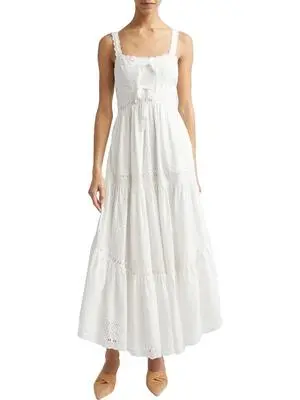 Ulla Johnson Constance Eyelet Sleeveless Maxi Dress - Pristine