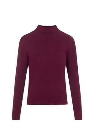 E.U.X. EXCLUSIVE Dolman Sleeve Turtleneck Thin Knit Sweater - Wine