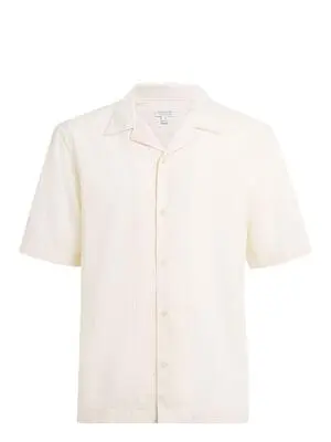 Sunspel Cotton Textured Stripe Shirt - Ivory