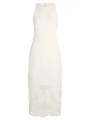 Veronica Beard Linen-blend Eyelet Upten Midi Dress - Ivory