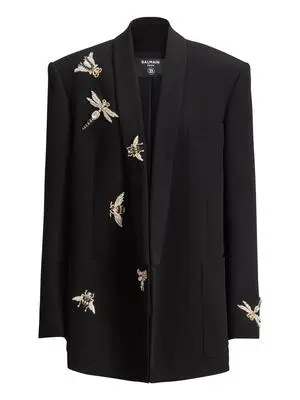 Balmain Embellished Insect Blazer - Black