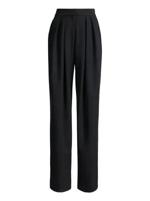 Balmain Virgin Wool Wide-leg Trousers - Black