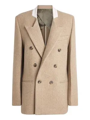 Victoria Beckham Wool-blend Double-breasted Jacket - Beige