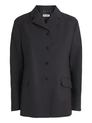 JIL SANDER Wool Gabardine Blazer - Black