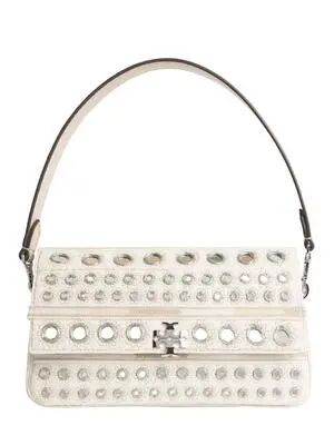 Tory Burch Small Embellished Charlie Shoulder Bag - Ivory