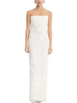 ROTATE BY BIRGER CHRISTENSEN Floral Lace Tube Dress - Egret