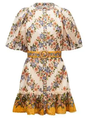 FARM RIO FARM RIO Floral Print Short High-Low Dress With Belt