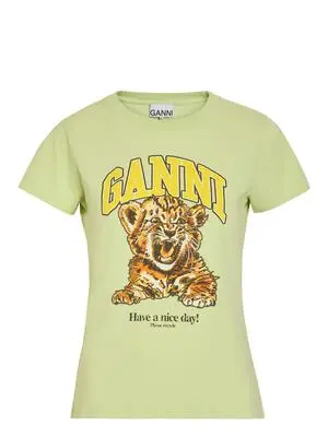 GANNI Printed Cotton T-shirt - Multicoloured