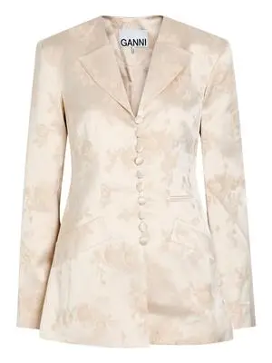 GANNI Ganni Floral Jacquard Satin Blazer