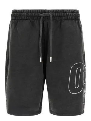 Off-White Logo Print Drawstring Shorts - Black