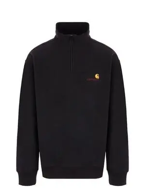 Carhartt Work In Progress Half Zip American Script Sweatshirt - Black
