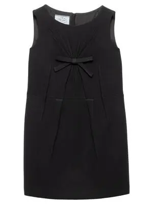 Prada Natté Fabric Mini Dress With Bow Detail - Black
