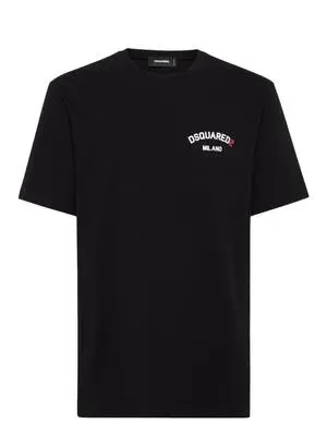 Dsquared2 Logo Embroidered Crewneck T-shirt - Black