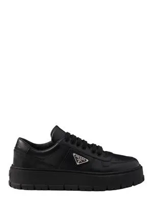 Prada Leather Lace-up Sneakers - Black