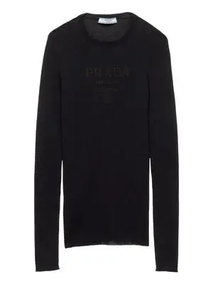 PRADA Prada Superfine Ribbed Intarsia-Logo Sweater