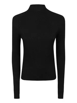 Victoria Beckham Georgia Ribbed-knit High-neck Jumper - Black