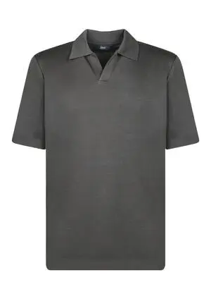 Herno Open Collar Polo Shirt - Grey