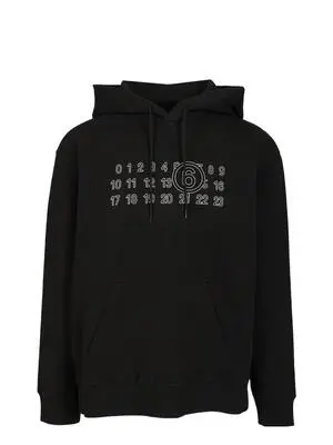 MAISON MARGIELA Numeric Printed Drawstring Hoodie - Black