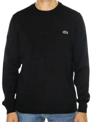 Lacoste Logo-embroidered Crewneck Knitted Jumper - Black