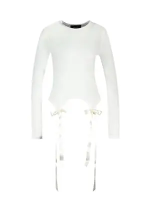 Simone Rocha Off-white Bow Detail T-shirt - Black