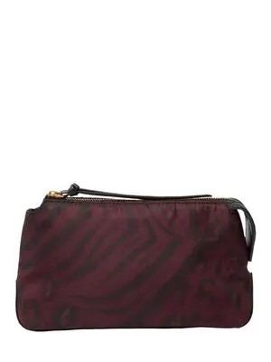 Pinko Leopard Printed Zipped Clutch Bag - Black