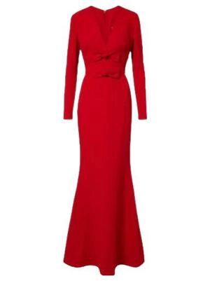Elie Saab Cady Gown With Bow Detail - Red